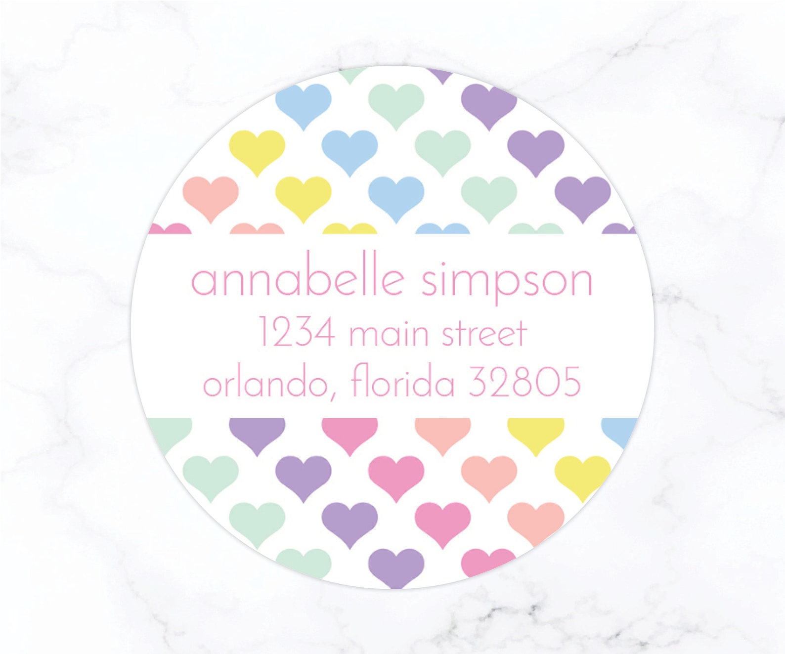 Pastel Hearts Return Address Labels | Round Address Label Sticker | 2 ...