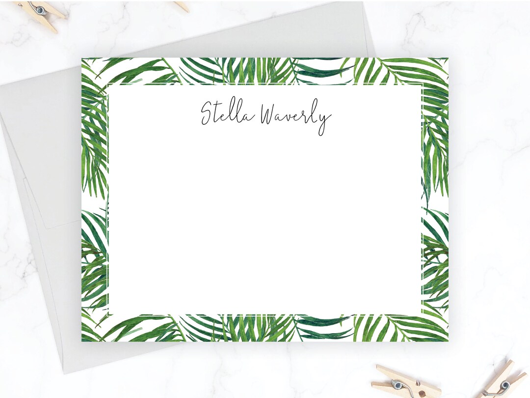 Tropical Stationery Set Palm Leaf Stationary Set Tropical Leaves Flat ...