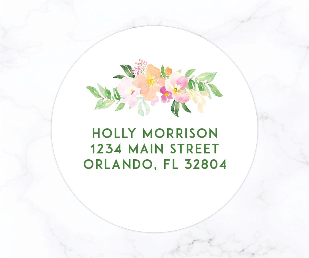 Floral Return Address Labels | Round Return Address Labels | 2 Inch ...