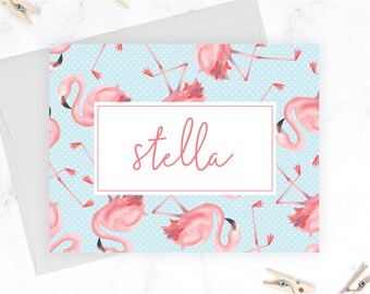 Girls Personalized Flamingo Kids Stationary, Flamingo and Name ...