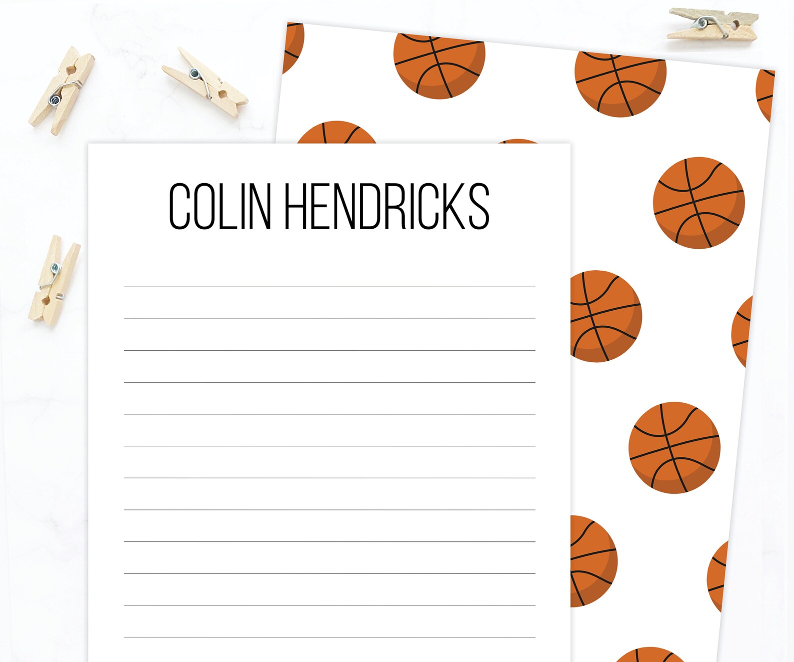 Basketball Letter Writing Set Basketball Stationary - Etsy