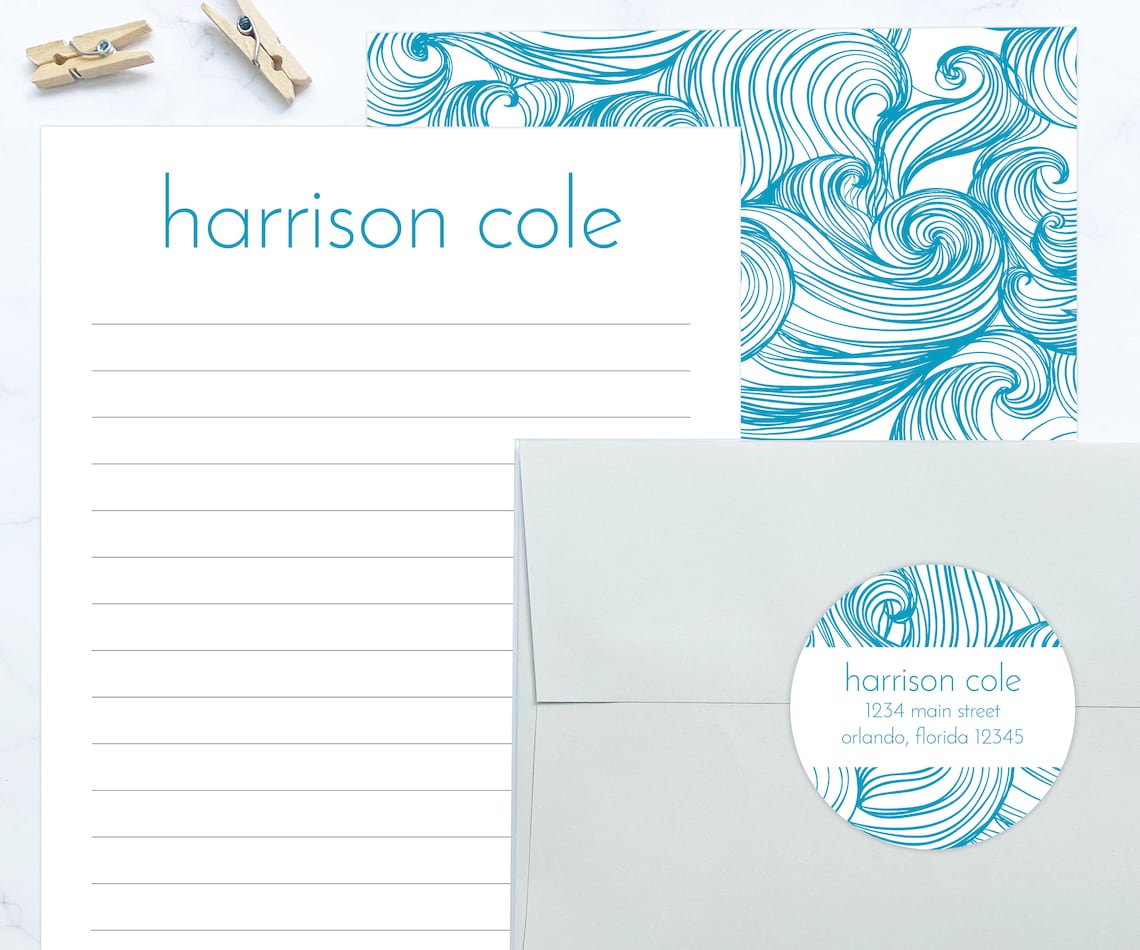 Kids Letter Writing Set Ocean Wave Stationery Set Boys - Etsy