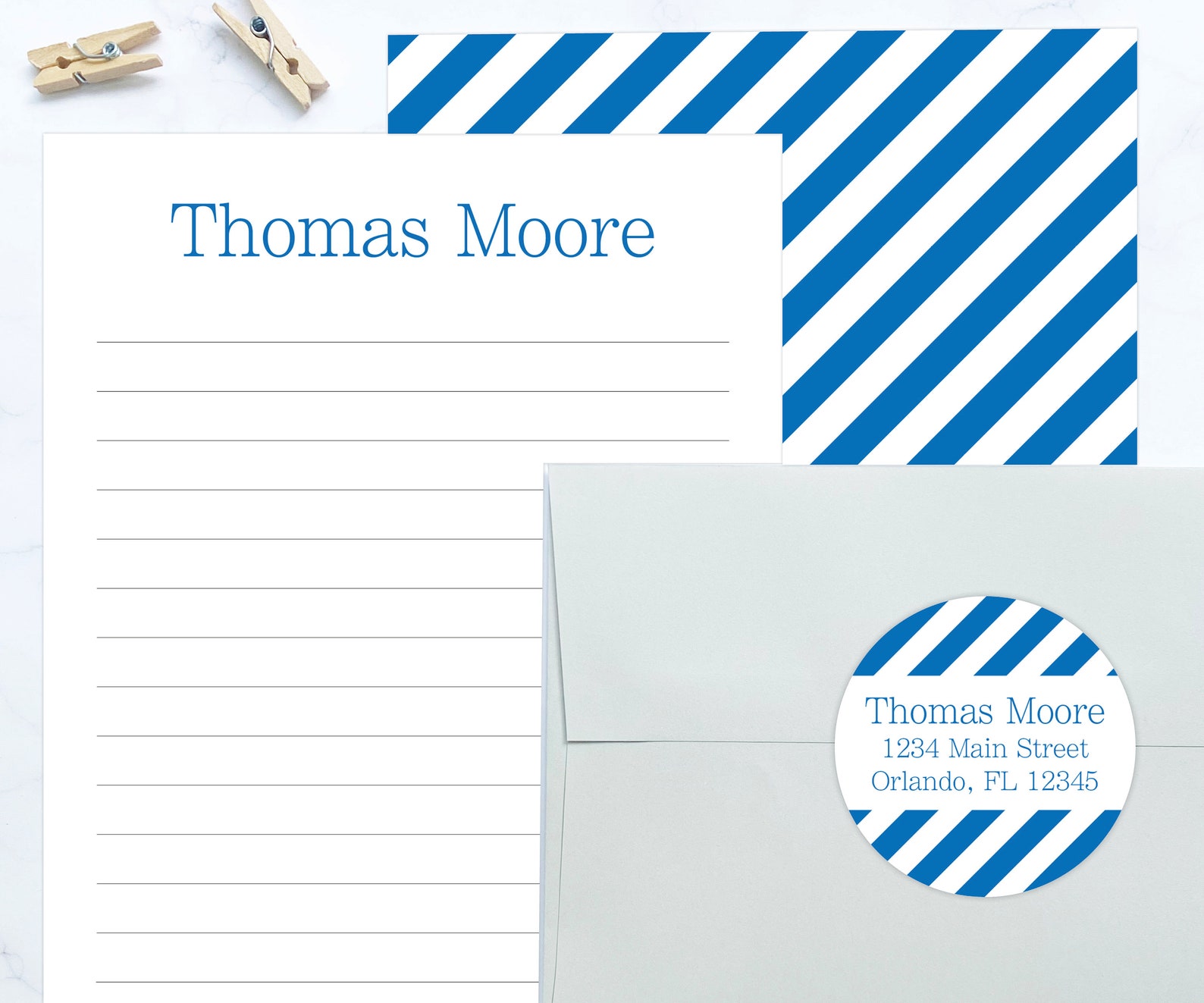 Kids Letter Writing Set Navy Blue Stripe Stationery Set - Etsy