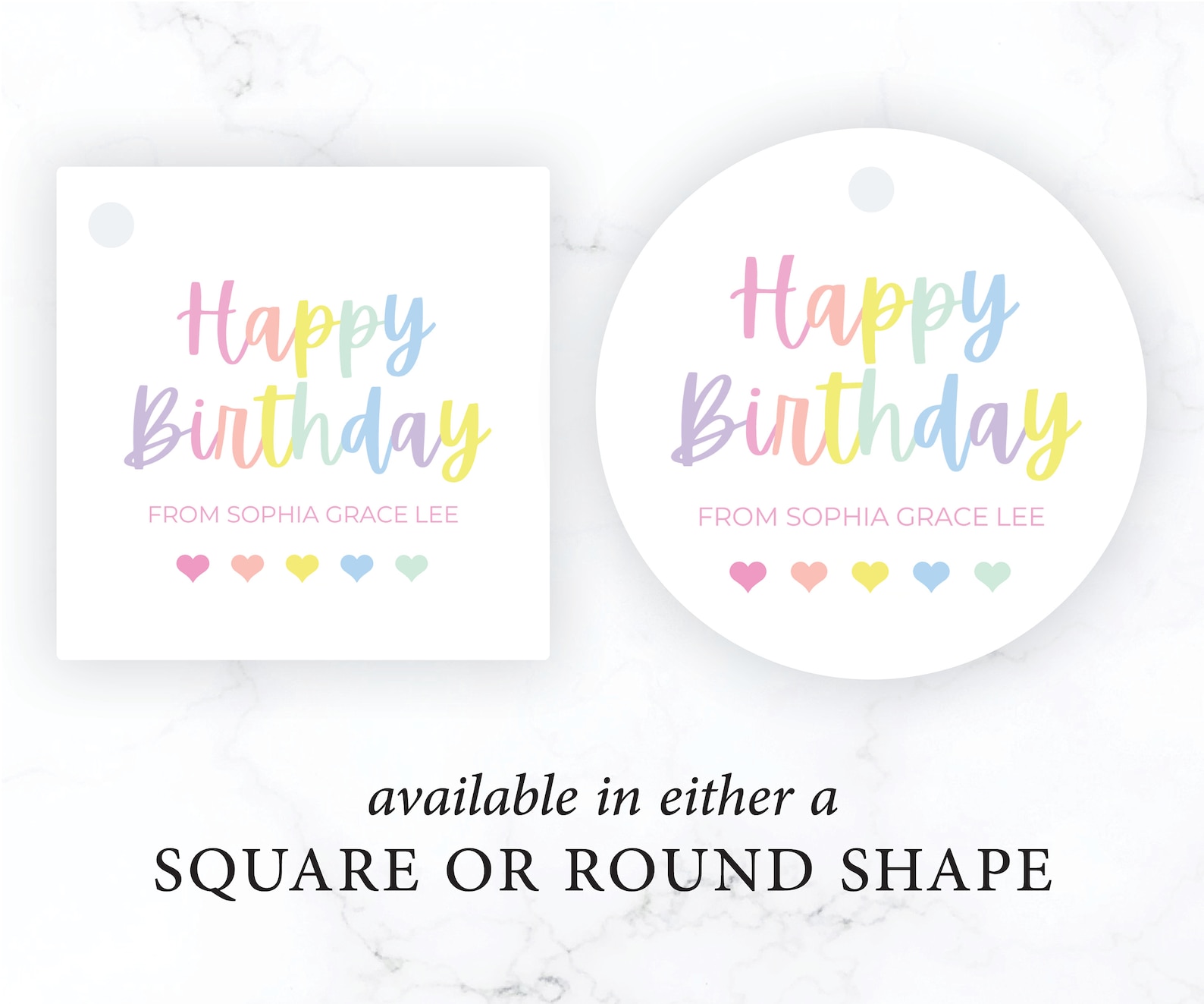 Personalized Kids Gift Tag | Pastel Round Gift Tag for Girls | Custom ...