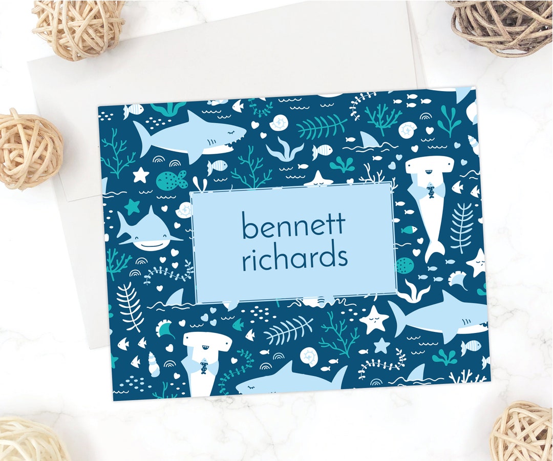 Shark Folding Stationary Set | Sharks Personalized Stationery for Kids ...