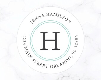 Return Address Labels, Personalized Round Address Stickers, Flower ...