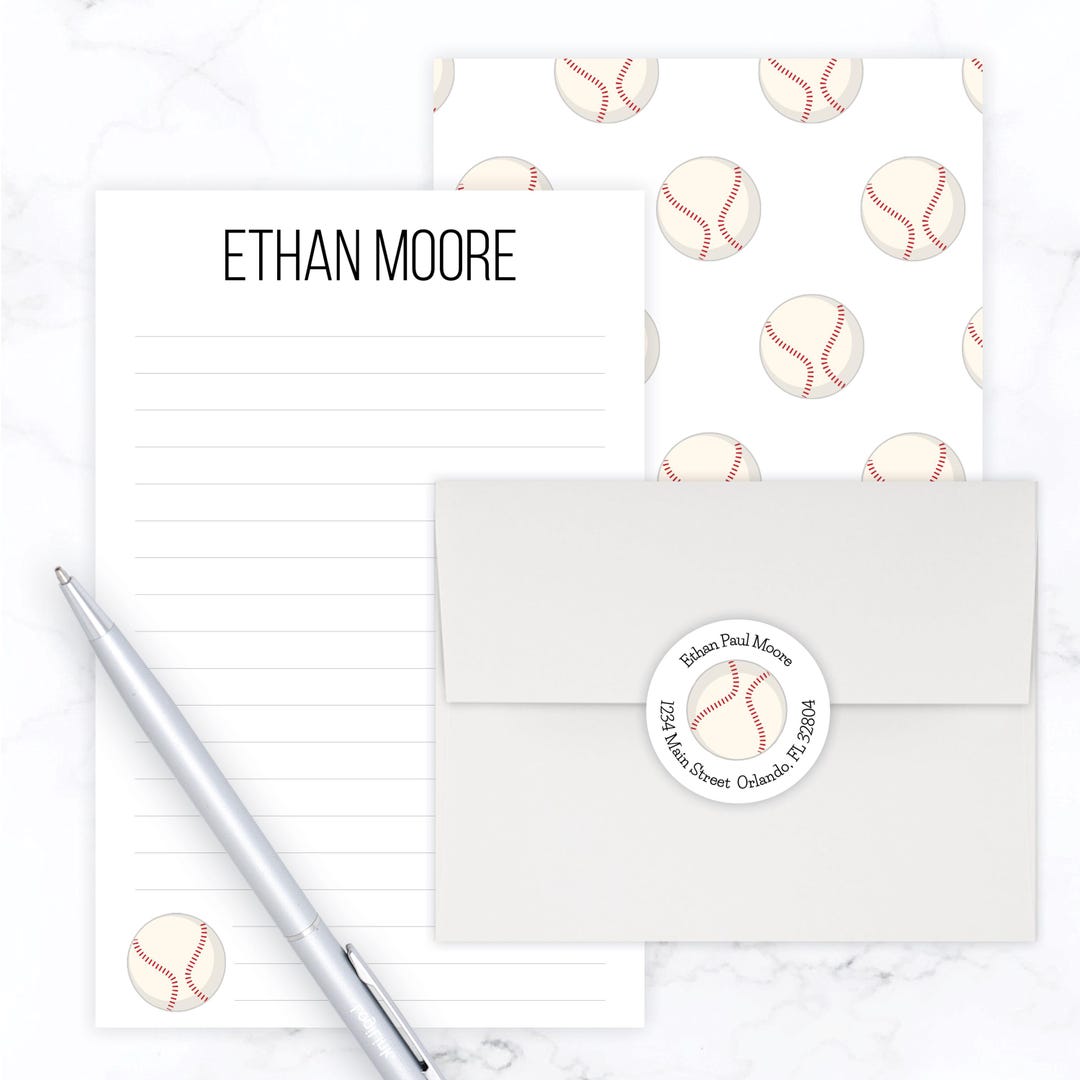 Baseball Letter Writing Set Baseball Stationary Stationery Set ...