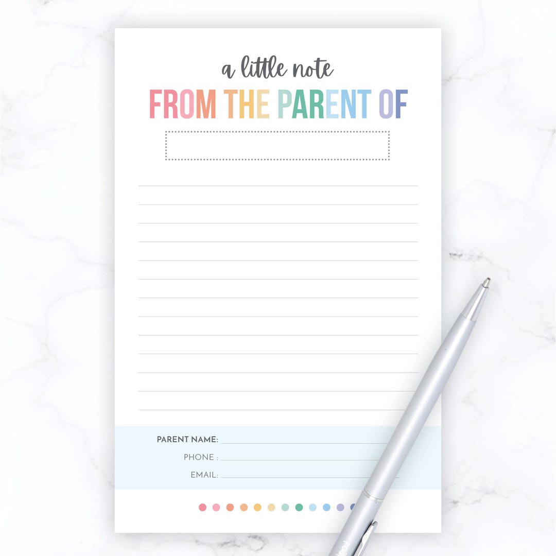 From the Parent of Notepad | Pastel Notepad 5x7 Kid Parent Notepad | 5 ...