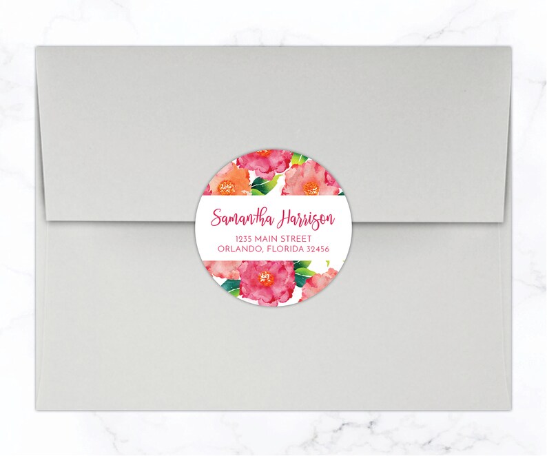 Floral Return Address Labels Round Address Label Stickers | Etsy