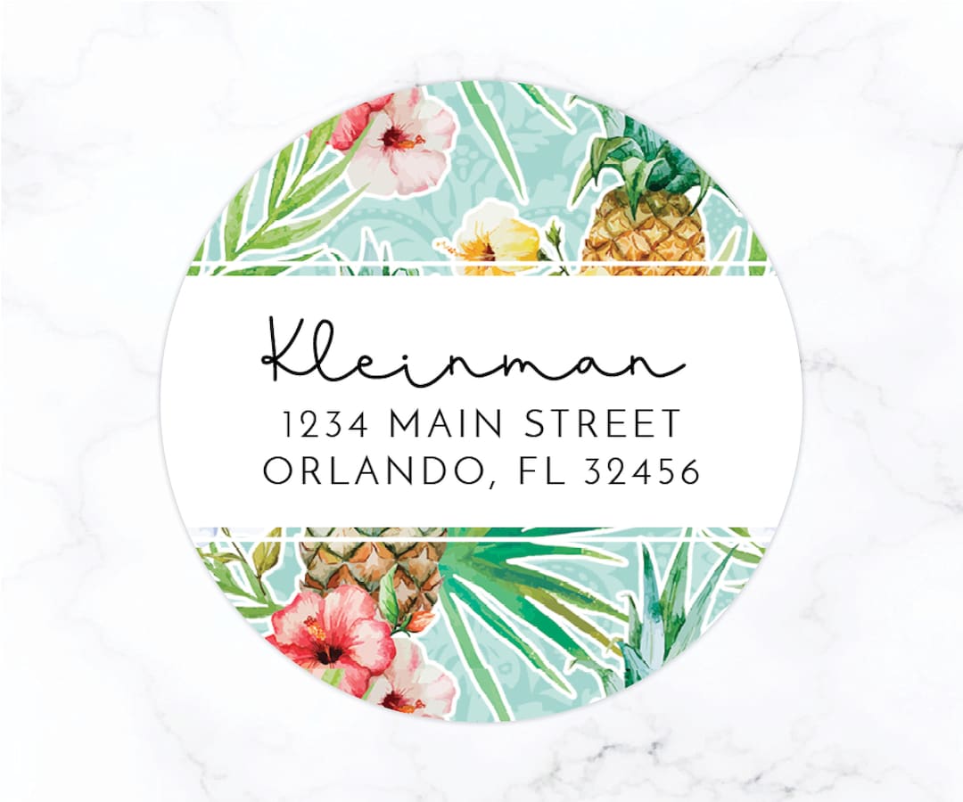 Tropical Return Address Labels | 2 Inch Round Circle Labels | Matte ...