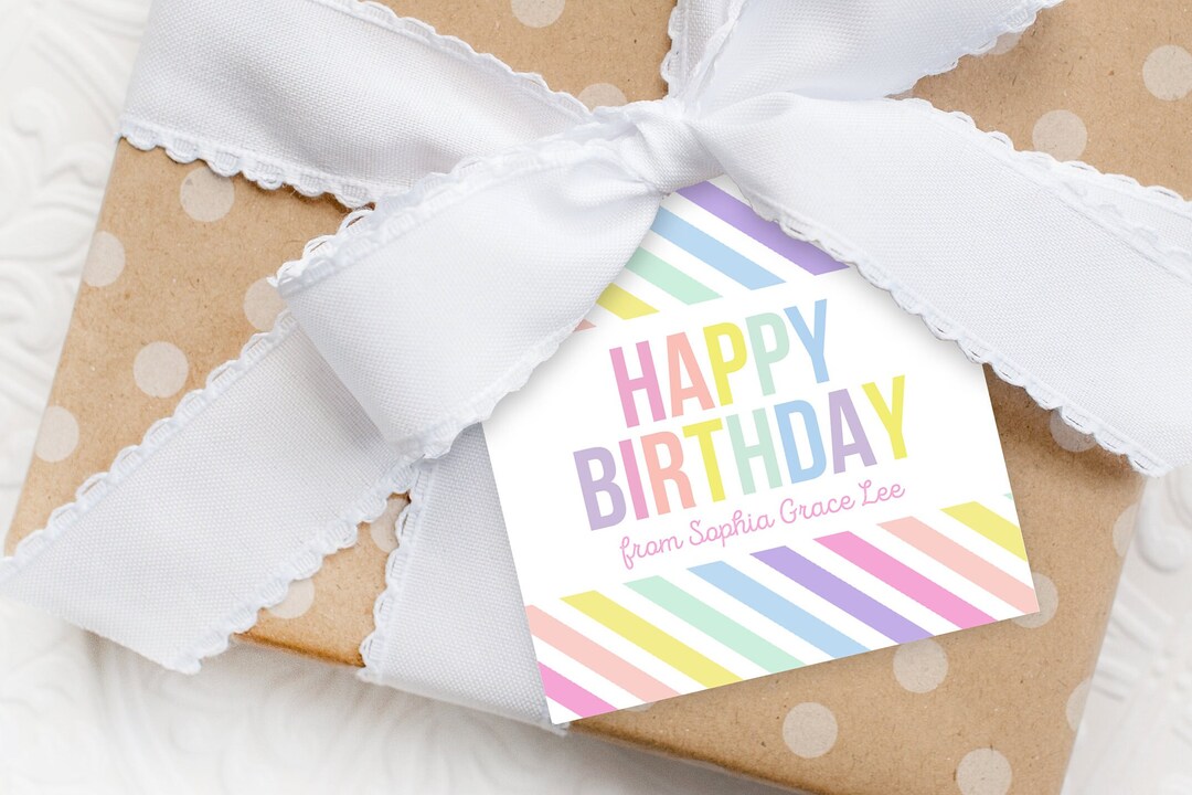 Personalized Kids Gift Tag | ROUND or SQUARE Pastel Gift Tag for Girls ...