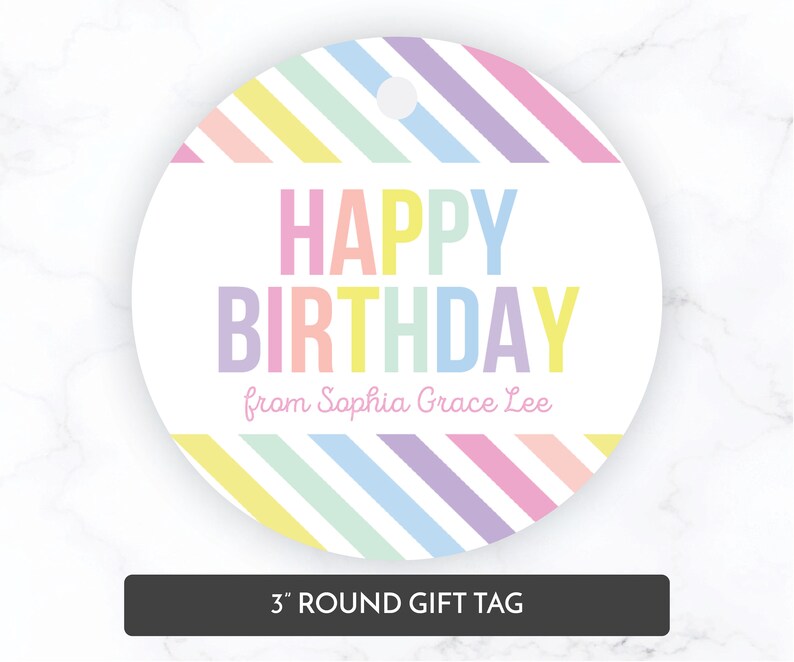 Personalized Kids Gift Tag | ROUND or SQUARE Pastel Gift Tag for Girls ...
