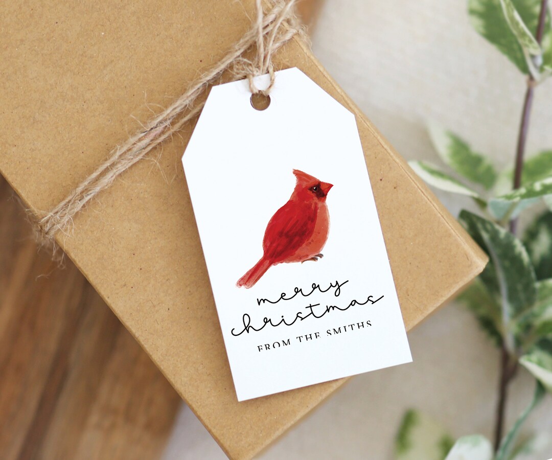 Personalized Christmas Gift Tag | Cardinal Gift Tag | Rectangle Notched ...