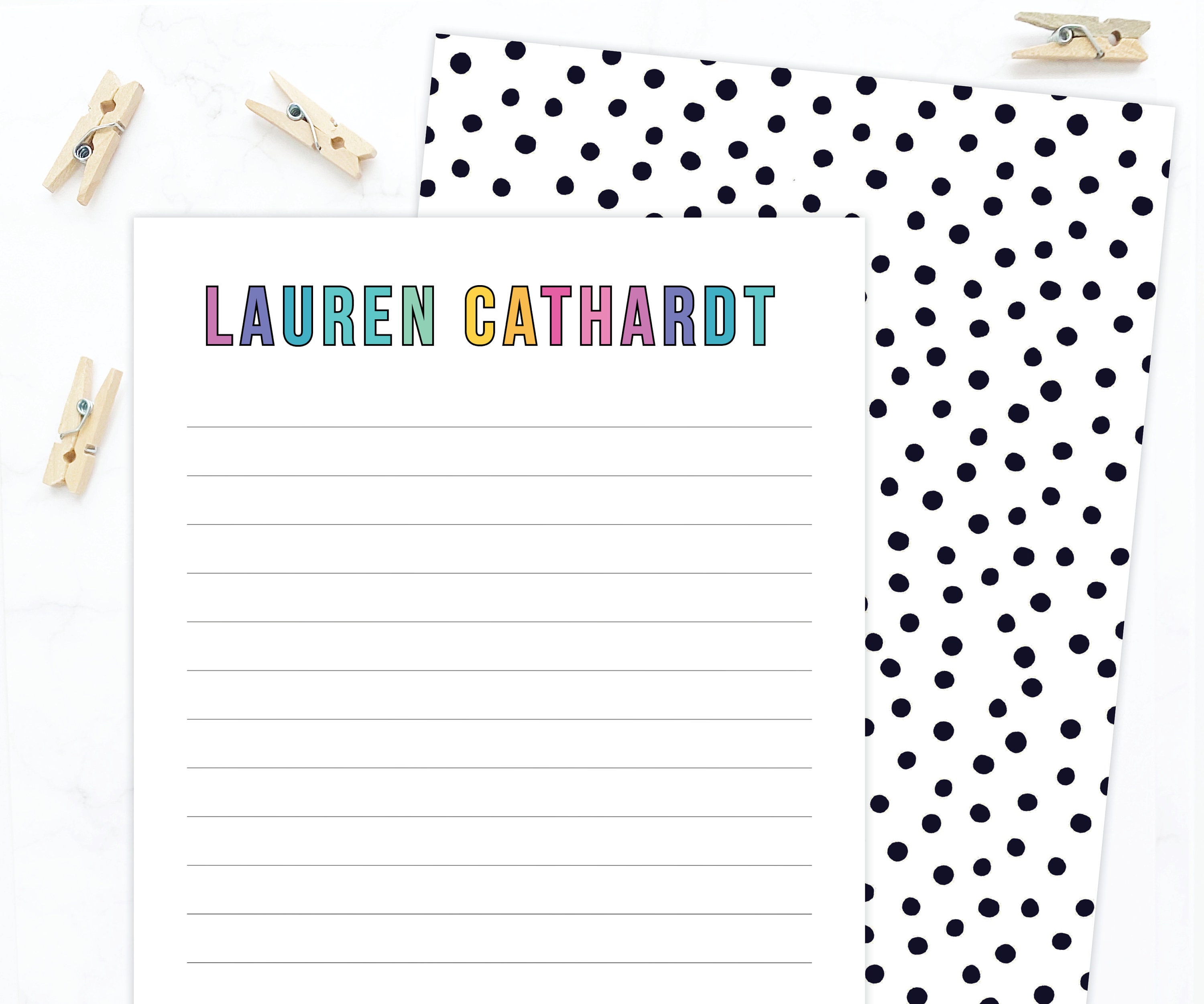 Kids Letter Writing Set Girls Lined Stationery Paper Polka | Etsy