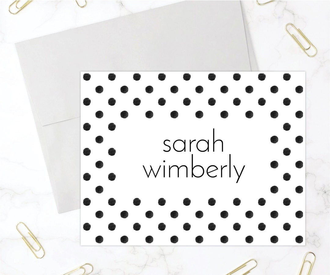 Polka Dot Personalized Stationery Set | Black and White Stationary Set ...