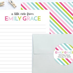 Kids Letter Writing Set | Girls Lined Stationery Paper Rainbow Stripe ...