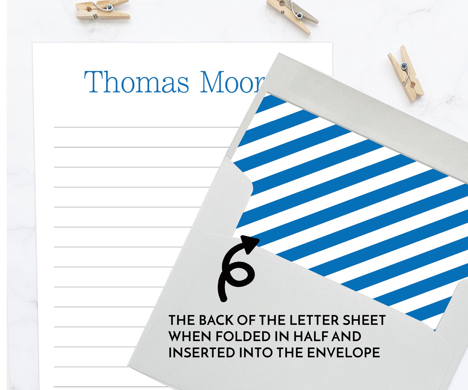 Kids Letter Writing Set Navy Blue Stripe Stationery Set - Etsy