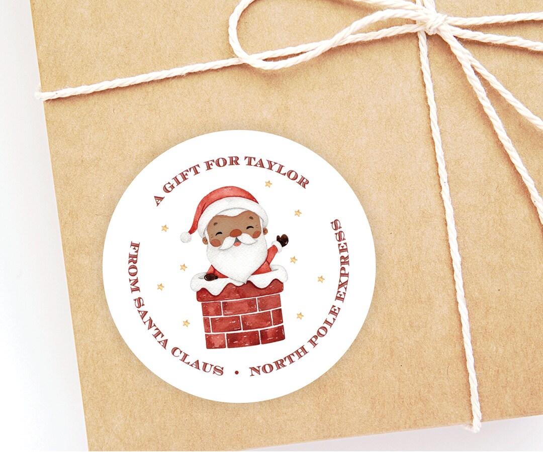 Black Santa Gift Labels for Kids | Santa Gift Stickers | Round 2 ...