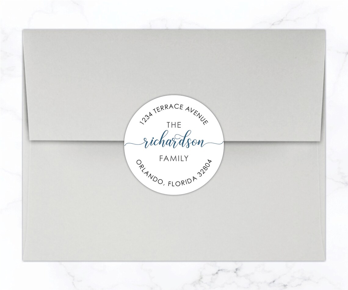 Family Return Address Label Sticker Round 2" Inch Circle Script ...
