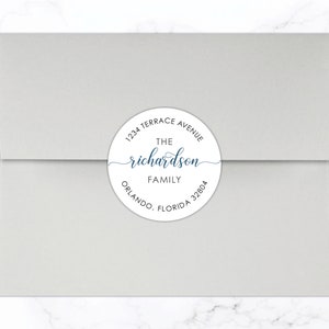 Family Return Address Label Sticker Round 2" Inch Circle Script ...