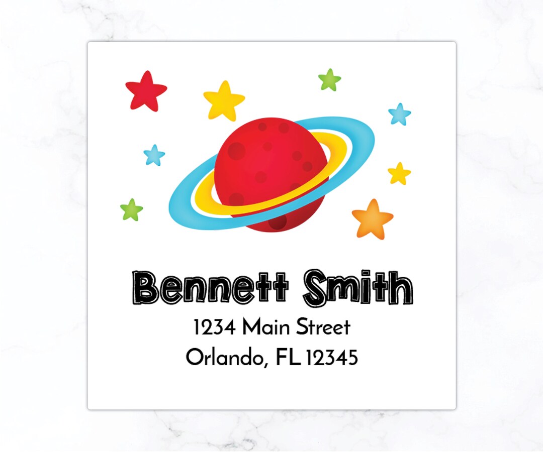 Kids Space Return Address Labels | Planet Return Address Stickers | 2 ...