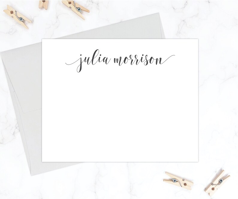 Personalized Stationery Flat Note Cards Stationary Script Name - Etsy