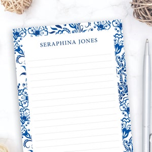 Personalized Notepad Blue & White | 5x7 Notepad | 5.5x8.5 Notepad ...