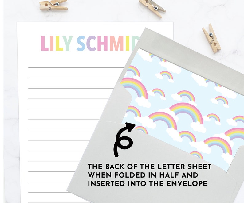 Kids Letter Writing Set Girls Stationery Paper Rainbow - Etsy