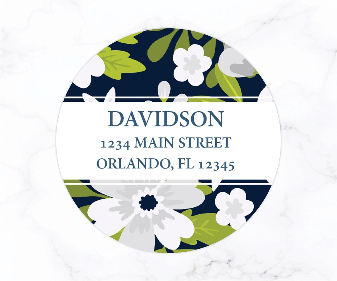 Floral Return Address Labels Round Address Label Stickers - Etsy