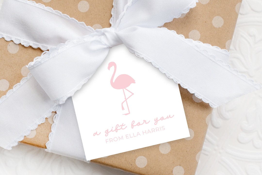 Personalized Flamingo Gift Tag | Square Pink Flamingo Gift Tag for ...