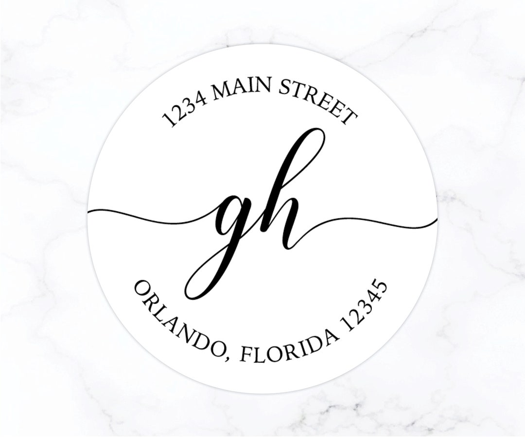 Round Return Address Labels | Personalized Modern Script Round Address ...