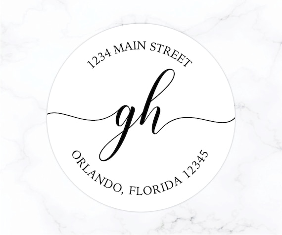 Round Return Address Labels Personalized Modern Script Round - Etsy