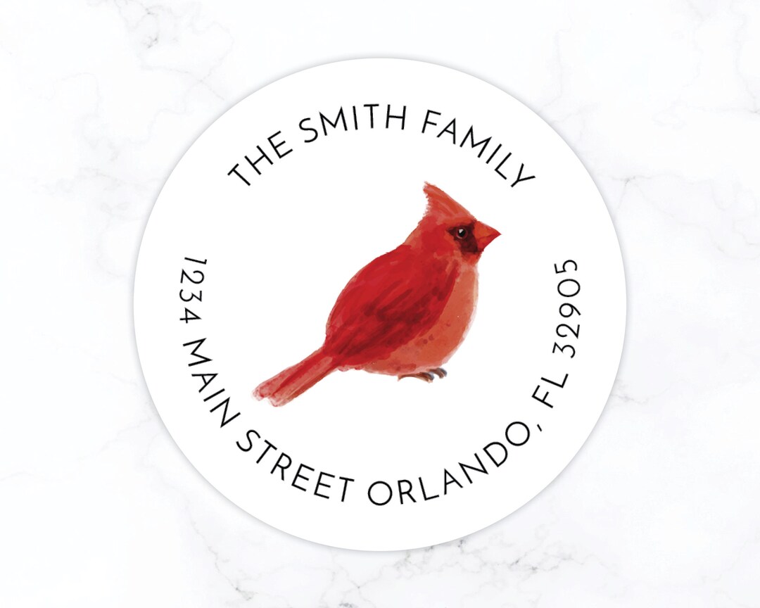 Cardinal Christmas Return Address Label Stickers | Personalized Holiday ...
