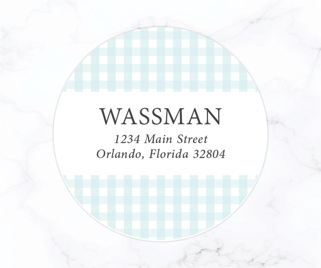 Gingham Return Address Labels | Round 2" Circle Address Label Stickers ...
