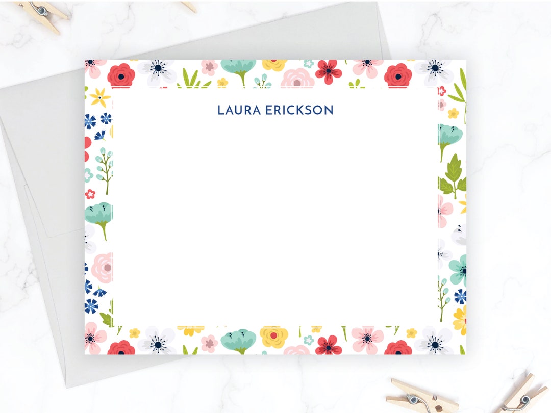 Floral Personalized Note Cards Floral Stationery Set Personalized ...