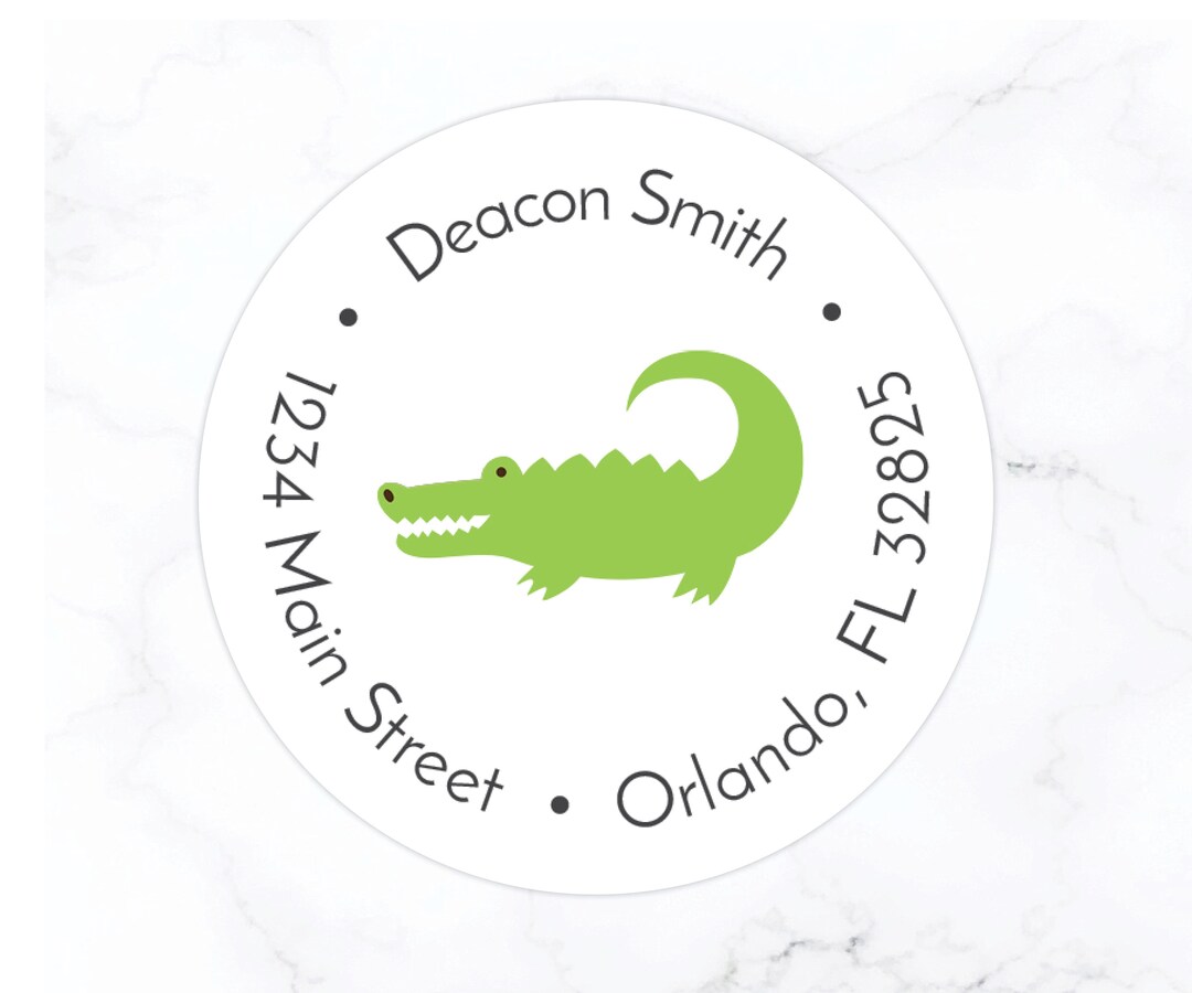 Alligator Return Address Labels | Round Alligator Gator Address Label ...