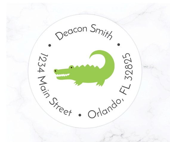Alligator Return Address Labels Round Alligator Gator - Etsy