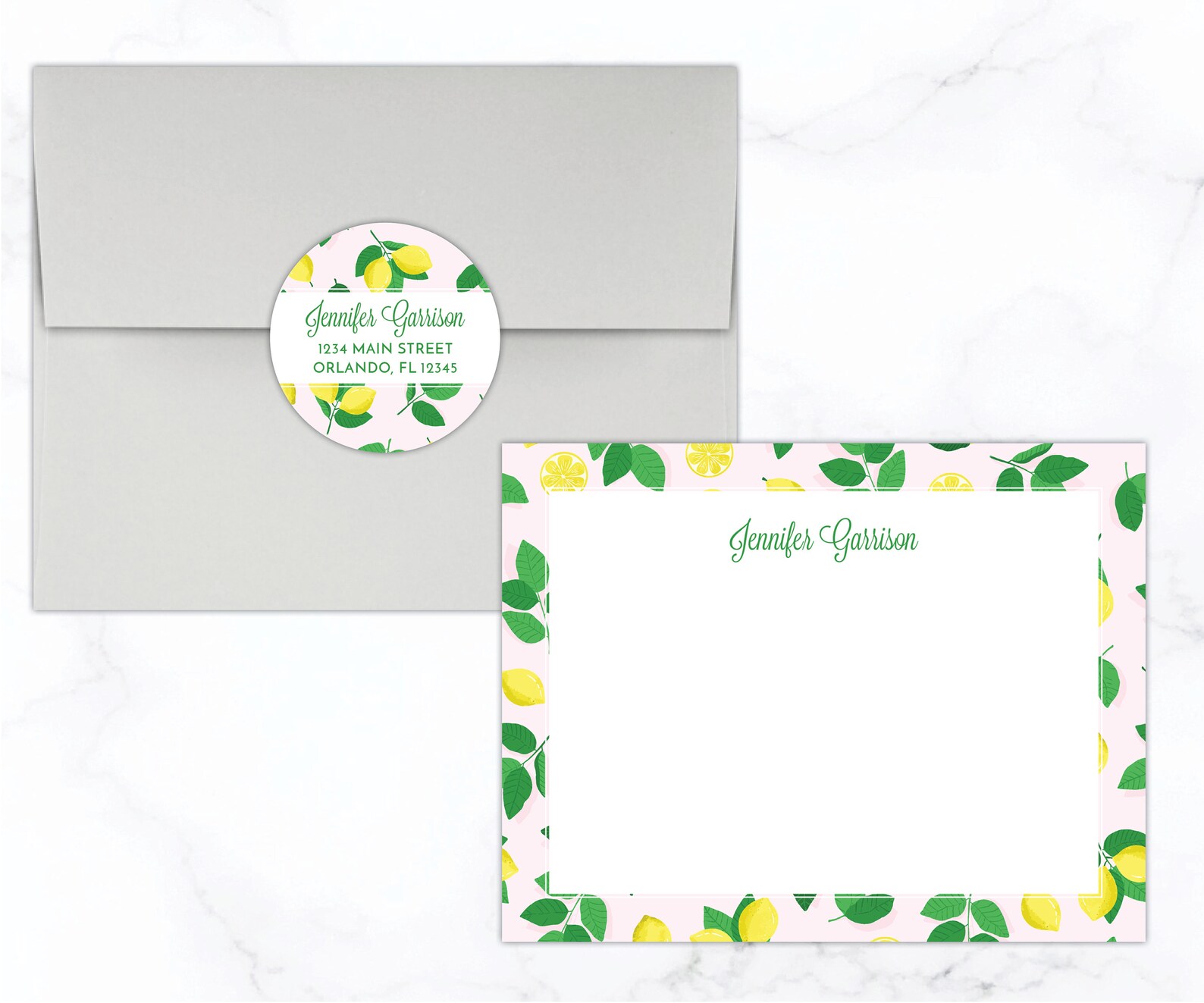 Personalized Lemon Flat Note Cards Lemon Stationery for - Etsy
