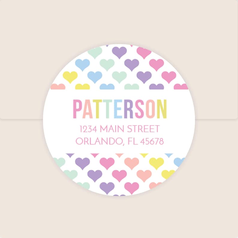 Rainbow Hearts Return Address Labels | 2 Inch Round Sticker Stationery ...