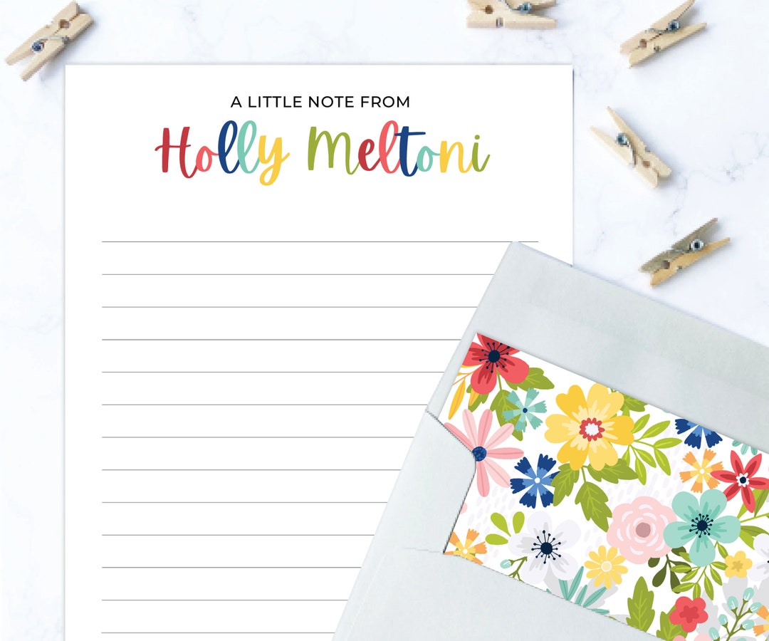 Kids Letter Writing Set Girls Lined Stationery Paper Floral Print Camp ...