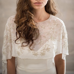 Wedding Cape Veil Floral Bridal Cover up Embellished Wedding Dress ...