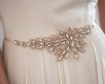 EVANGELINE Hair Comb- Blush, Bridal Crystal Rose & Leaf Beaded Applique ...