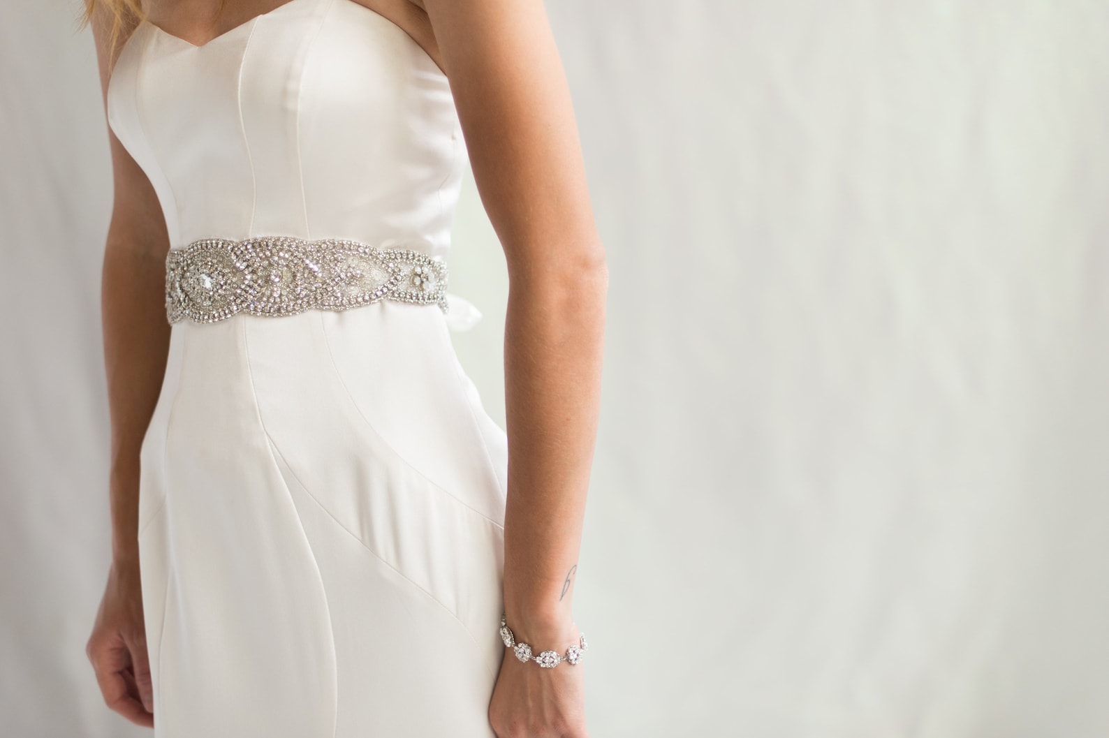 MEGAN SILVER Wedding Belt Bridal Sash, Art Deco Crystal Beaded Wide ...