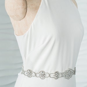 MERCER SILVER Wedding Belt Bridal Sash, Art Deco Geo Crystal Cluster ...