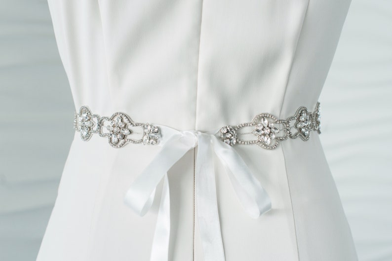 MERCER SILVER Wedding Belt Bridal Sash Art Deco Geo Crystal - Etsy