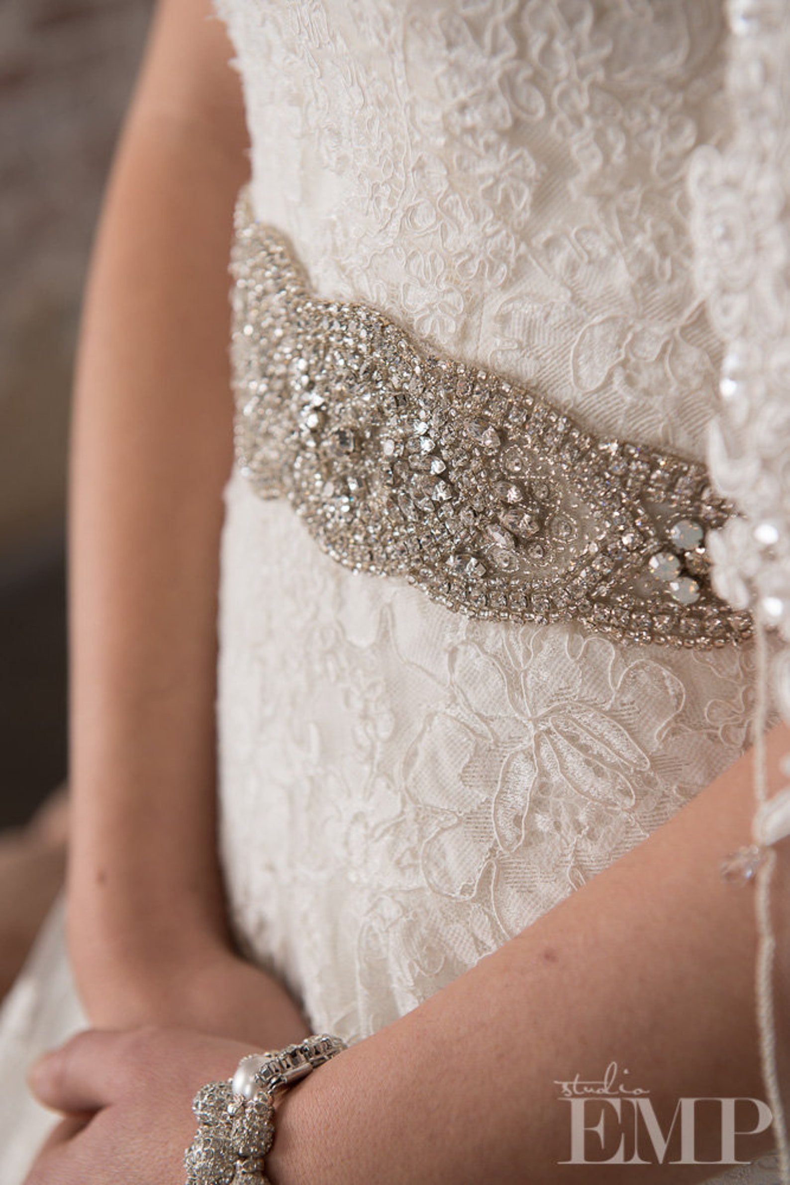 MEGAN SILVER Wedding Belt Bridal Sash Art Deco Crystal Beaded | Etsy