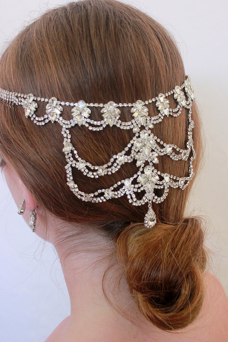 Crystal Bridal Headpiece Art Deco Wedding Hairpiece Rhinestone Halo ...
