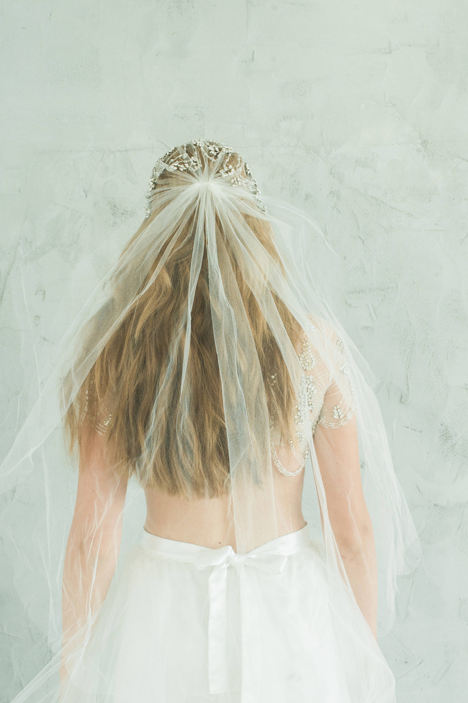 Juliet Cap Wedding Veil Beaded Bridal Veil Art Deco Headpiece Crystal ...