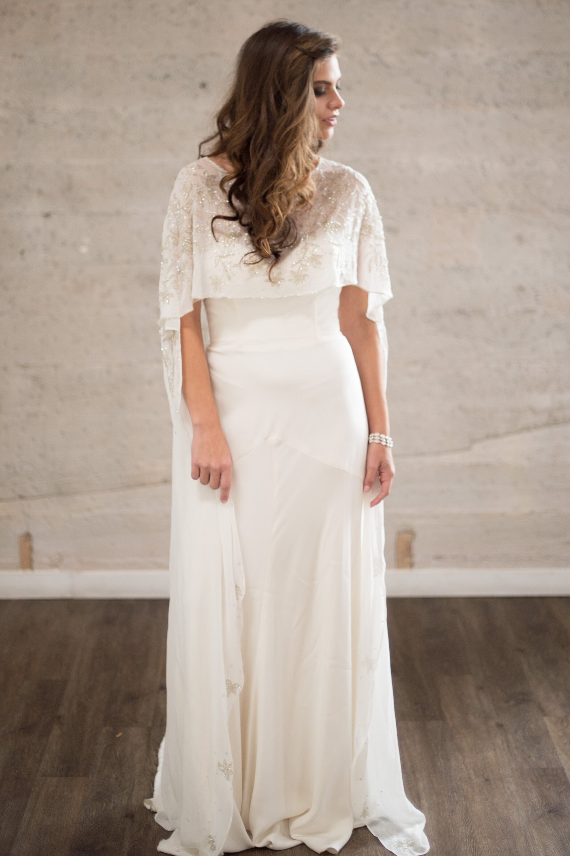 Wedding Cape Veil Floral Bridal Cover up Embellished Wedding Dress ...