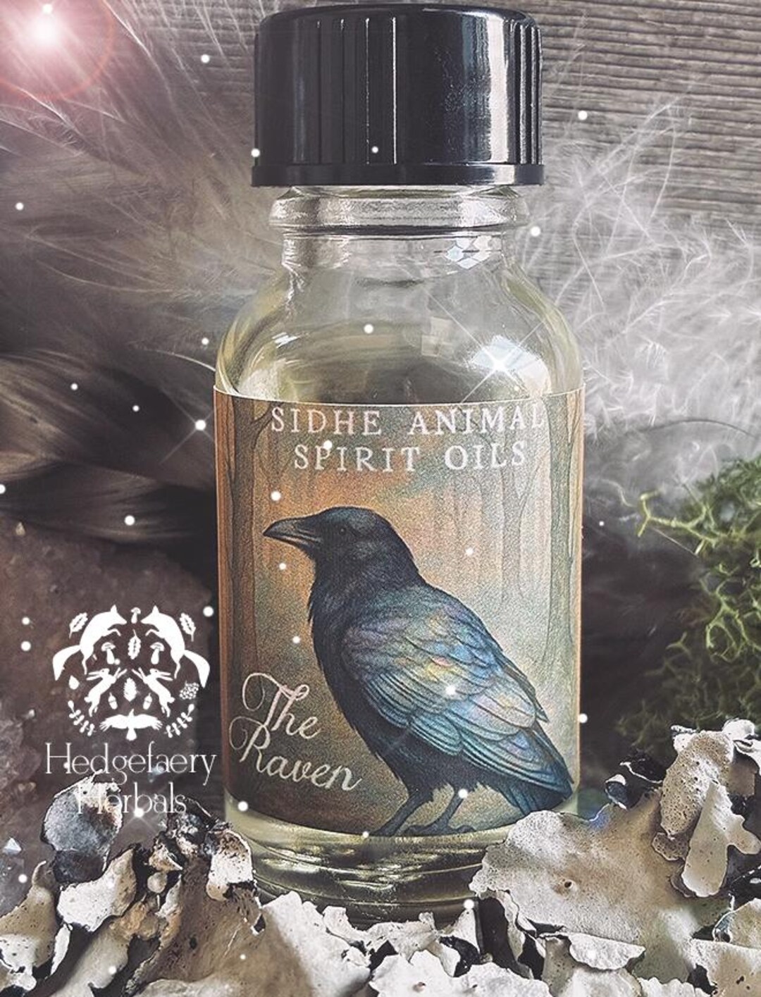 THE RAVEN Sidhe Animal Spirit Oil With Black Tourmaline Gemstone ...